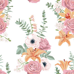 Seamless pattern with rose flowers Royalty Free Vector Image