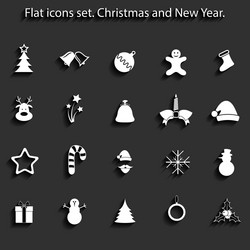 Flat christmas icons set Royalty Free Vector Image