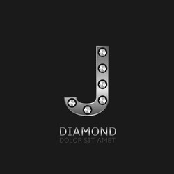 J italic letter with diamonds Royalty Free Vector Image