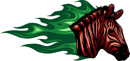 Monochromatic zebra head with flames Royalty Free Vector