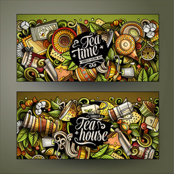 Tea cartoon doodle designs set Royalty Free Vector Image