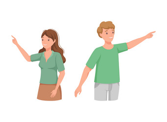 Man and woman character indicating something Vector Image