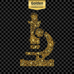 Gold glitter icon of microscope isolated Vector Image