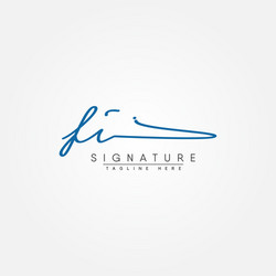 Fi handwritten signature logo - logo template Vector Image