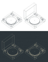 Turntable vinyl sketches Royalty Free Vector Image
