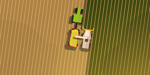 Aerial top view field and harvesting Royalty Free Vector
