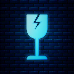 Glowing neon fragile broken glass symbol Vector Image