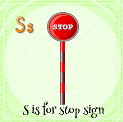 Flashcard letter s is for stop sign Royalty Free Vector