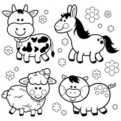 Farm animals coloring page Royalty Free Vector Image