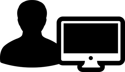 Admin icon male person user with computer monitor Vector Image