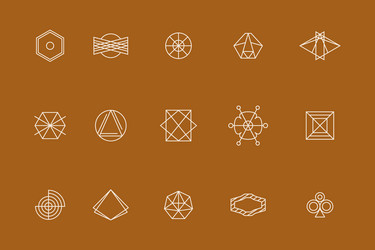 Geometric symbols line icons set Royalty Free Vector Image