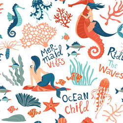 Magic seamless pattern underwater animals Vector Image