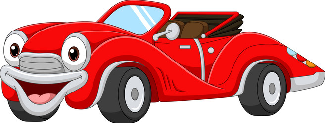 Smiling red car cartoon on white background Vector Image