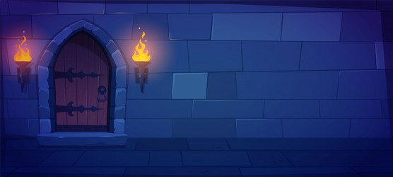 Medieval castle dungeon wall game cartoon Vector Image