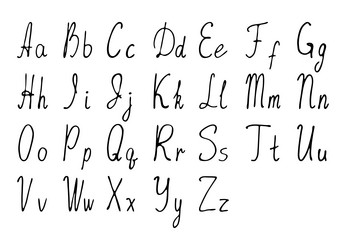 Handwritten english alphabet line art Royalty Free Vector