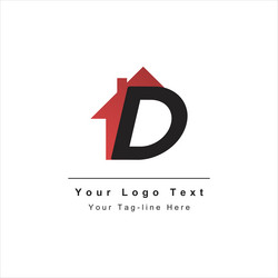 D letter logo design with real estate icon Vector Image