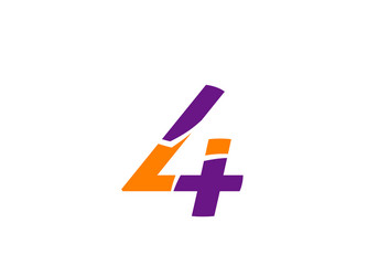 Number logo design four 4 Royalty Free Vector Image