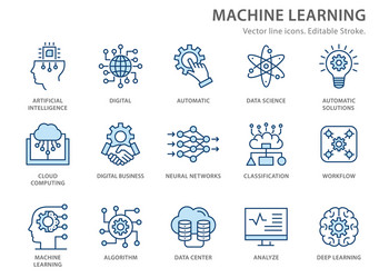 Ai brain thin line icon - deep learning Royalty Free Vector