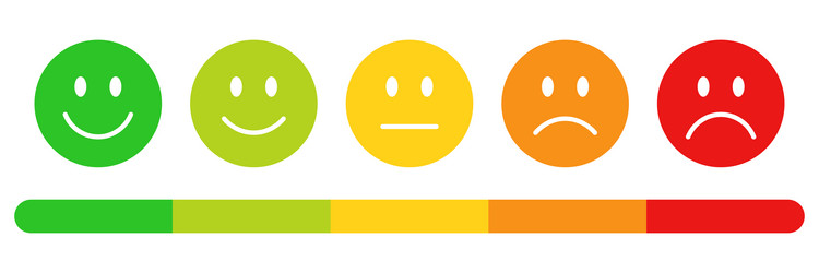 Rating emojis set colour with a scale Royalty Free Vector