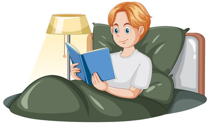 Reading Books In Bed Cartoon