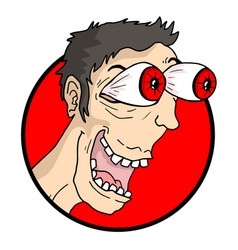 Hyper expressive reaction cartoon man face comic Vector Image