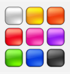 Set of blank colorful 3d square buttons Royalty Free Vector