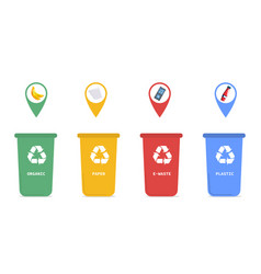 Waste sorting orange trash can with sorted Vector Image