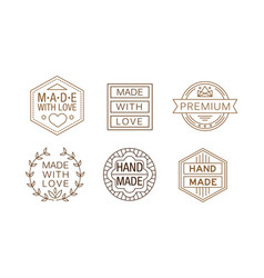 Set of stylish white logos for handmade Royalty Free Vector