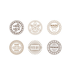 Set of stylish white logos for handmade Royalty Free Vector