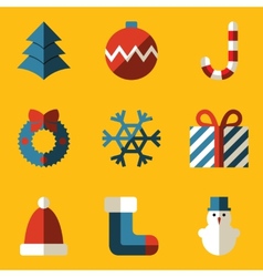 Set of modern style Christmas flat icons Vector Image