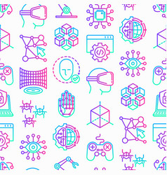 Cyber technology seamless pattern with thin line Vector Image