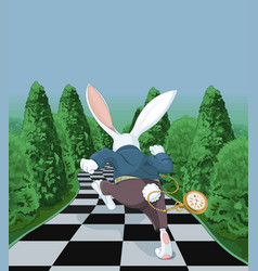 White Rabbit with pocket watch Royalty Free Vector Image