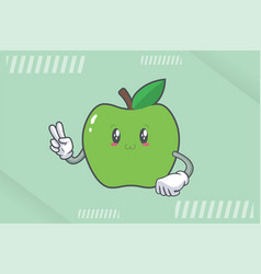 Smiling happy uwu face peace finger gesture Vector Image