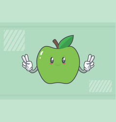 Smiling happy uwu face peace finger gesture Vector Image