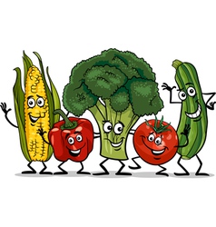 Fruits and vegetables group cartoon Royalty Free Vector