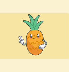 Smiling happy uwu face peace finger gesture Vector Image