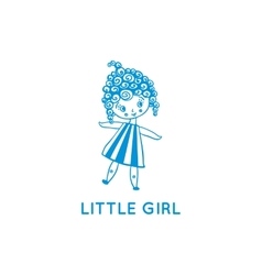 Black ad white little girl with umbrella Vector Image