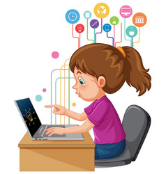 Girl using computer Royalty Free Vector Image - VectorStock