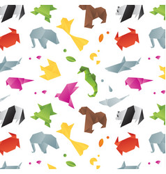 Animals flat origami set crumpled Royalty Free Vector Image