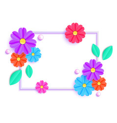 Paper cut flowers greeting card template floral Vector Image