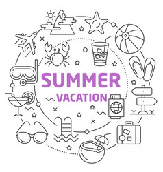 Line drawing Summer holidays travel and nautical Vector Image