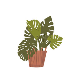 Monstera palm abstract sign or label Royalty Free Vector