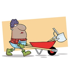 Wheel barrow cartoon Royalty Free Vector Image - VectorStock