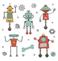 Cartoon strong robot and colorful Royalty Free Vector Image