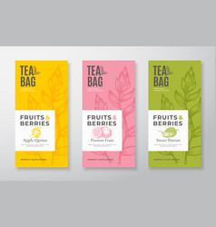 Fruit and berries tea labels collection abstract Vector Image
