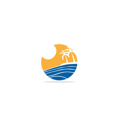 Luxury sun and sea logo in simple and clean Vector Image