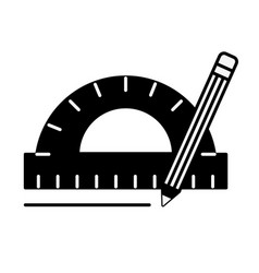 Protractor pencil graphic design tools Royalty Free Vector