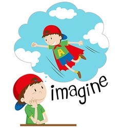 Boy with imagination bubble Royalty Free Vector Image
