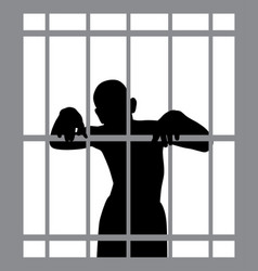 Man in jail silhouette Royalty Free Vector Image