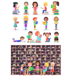 Cartoon children are learning Royalty Free Vector Image